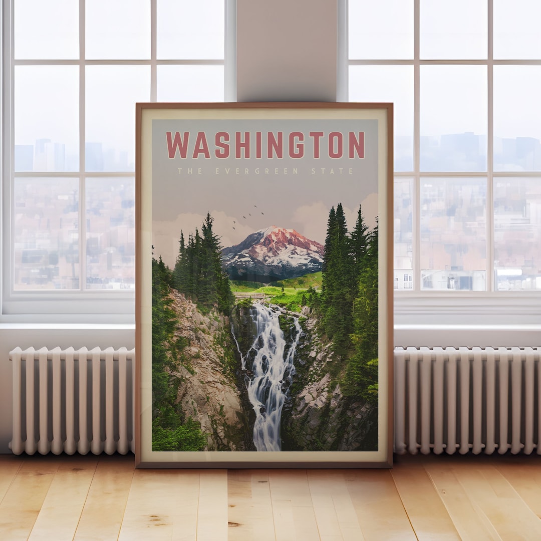 Washington State Wall Art, Washington State Travel Poster, Washington ...