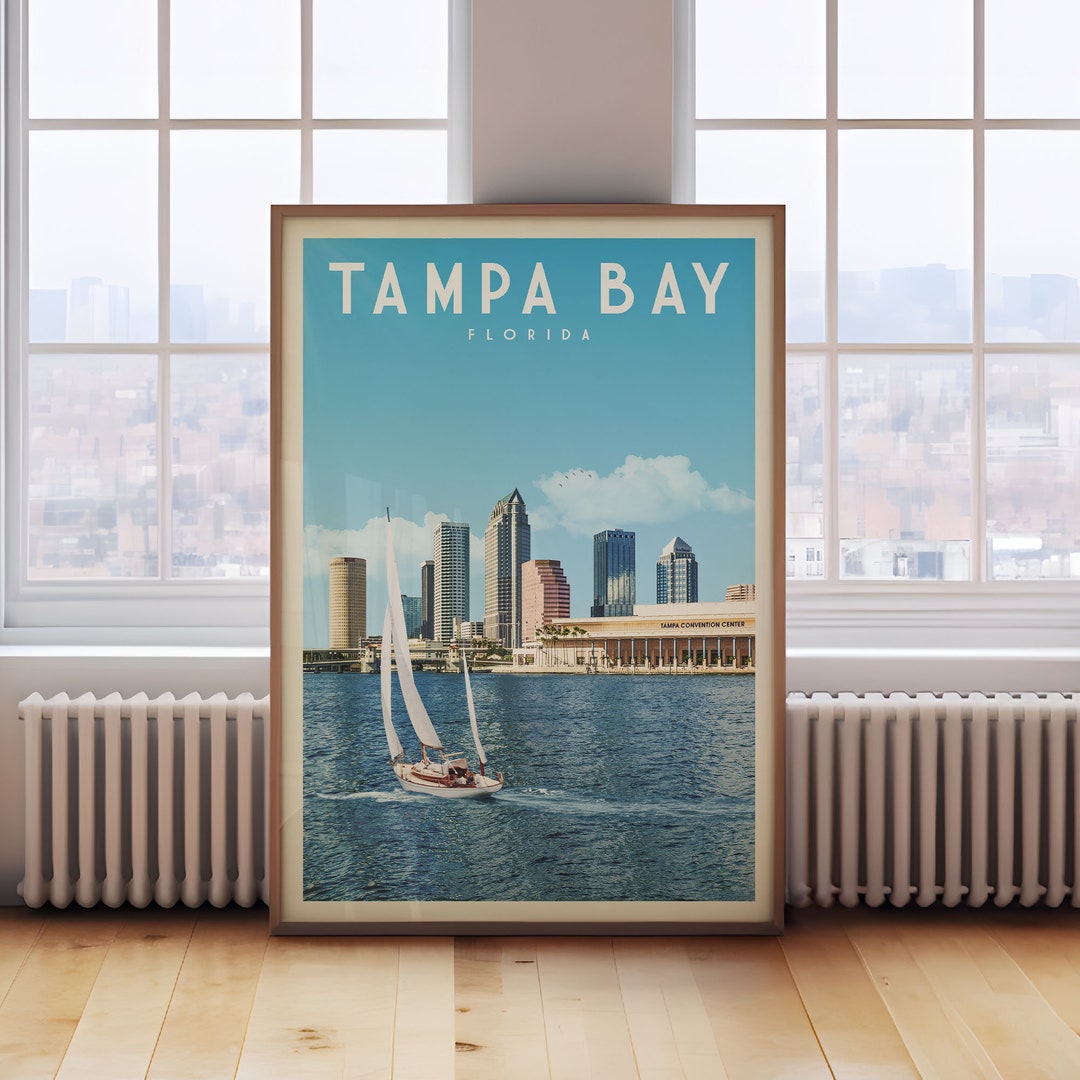 Tampa Bay Florida Poster, Tampa Wall Art, Vintage Tampa Bay, Florida ...