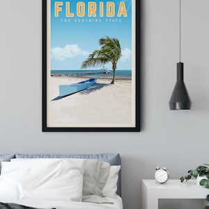 Florida Travel Poster Florida Wall Art Vintage Florida State | Etsy
