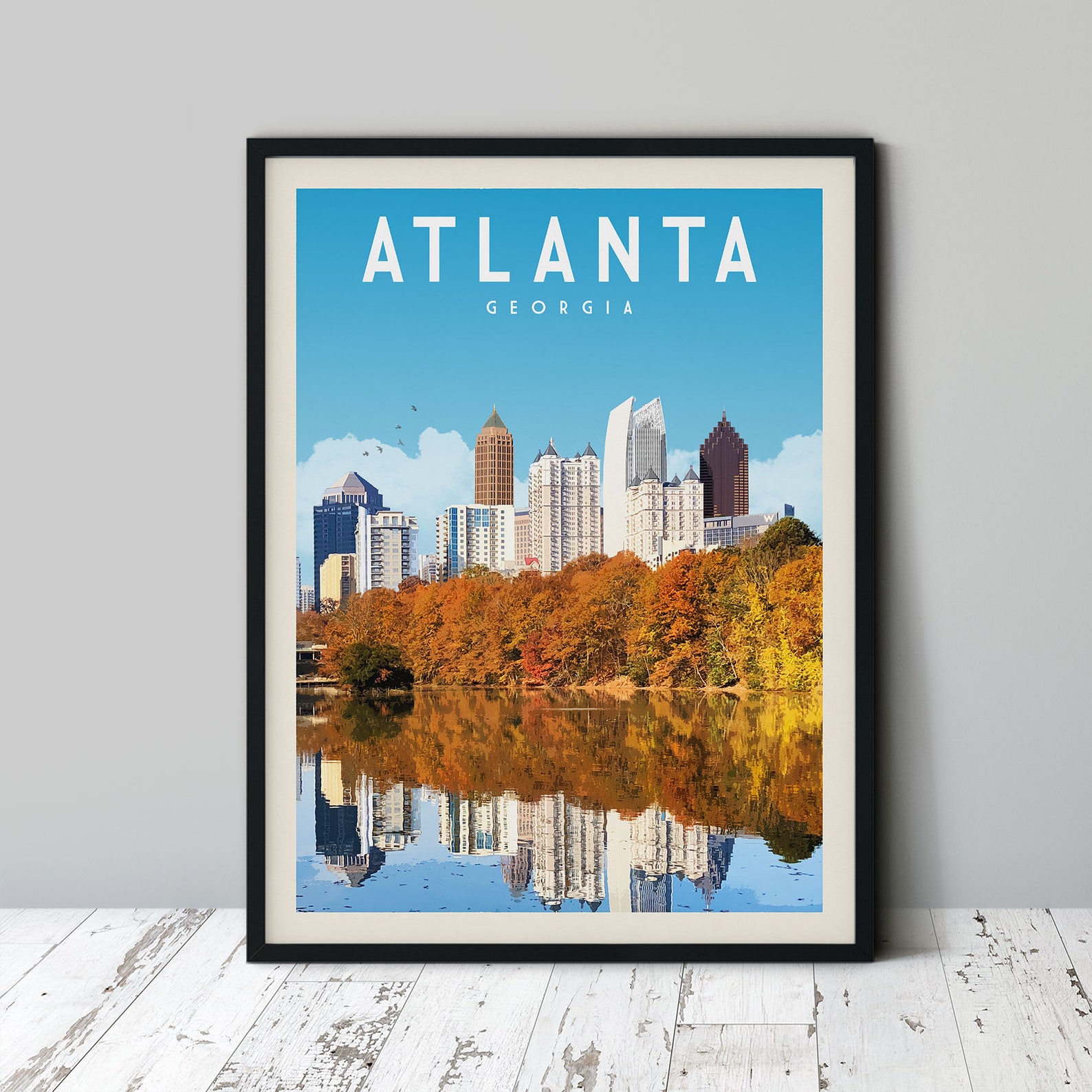 Atlanta Skyline Poster Print Vintage Atlanta Georgia Wall Art - Etsy