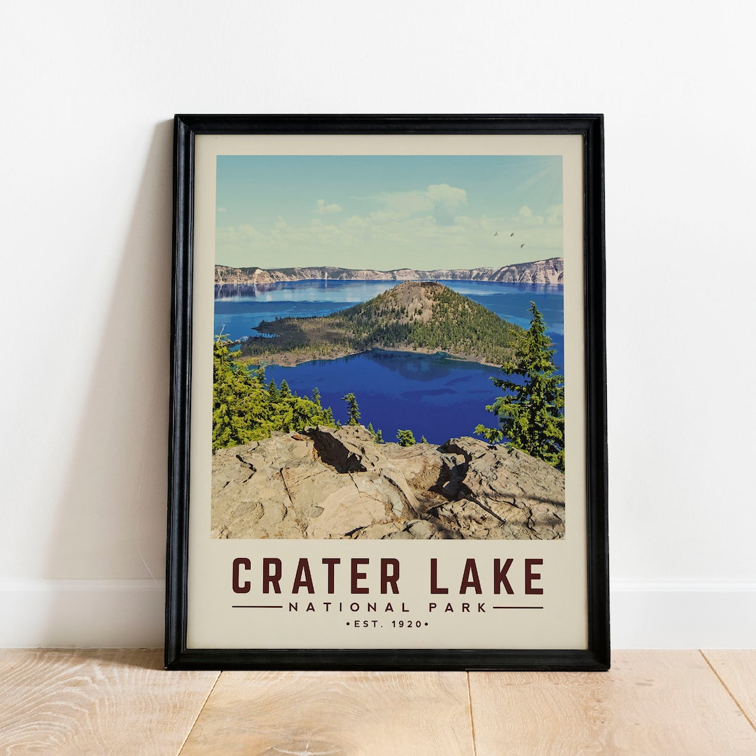 Crater Lake National Park Poster, Minimalist Crater Lake Print ...