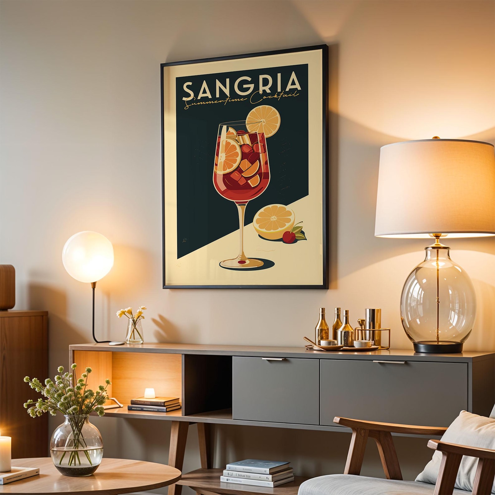 Sangria Print, Sangria Poster, Cocktail Bar Wall Art, Bar Cart Art ...
