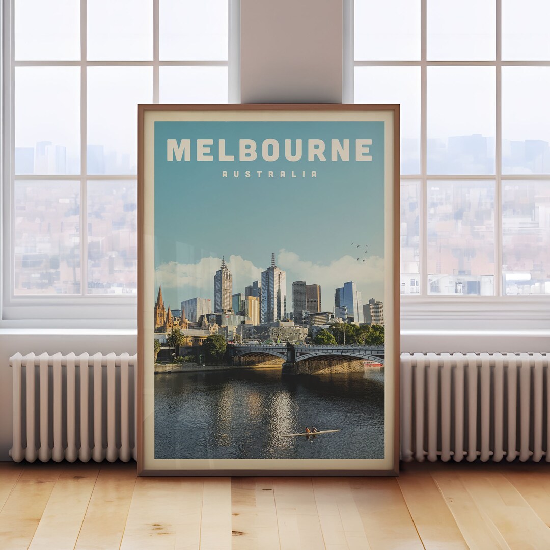 Melbourne Australia Poster, Melbourne Print, Melbourne Skyline Wall Art ...