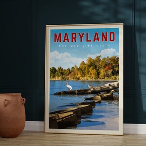 Maryland Art Print, Maryland Poster, Vintage Maryland Wall Art Home ...