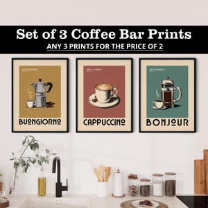 Set of Three Coffee Bar Prints, Set of Three Coffee Posters Coffee ...