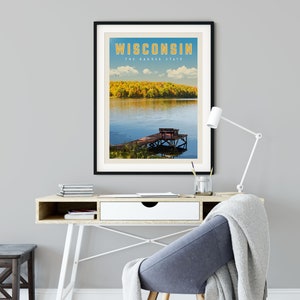 Wisconsin Travel Poster Wisconsin Art Print Wisconsin Gift - Etsy