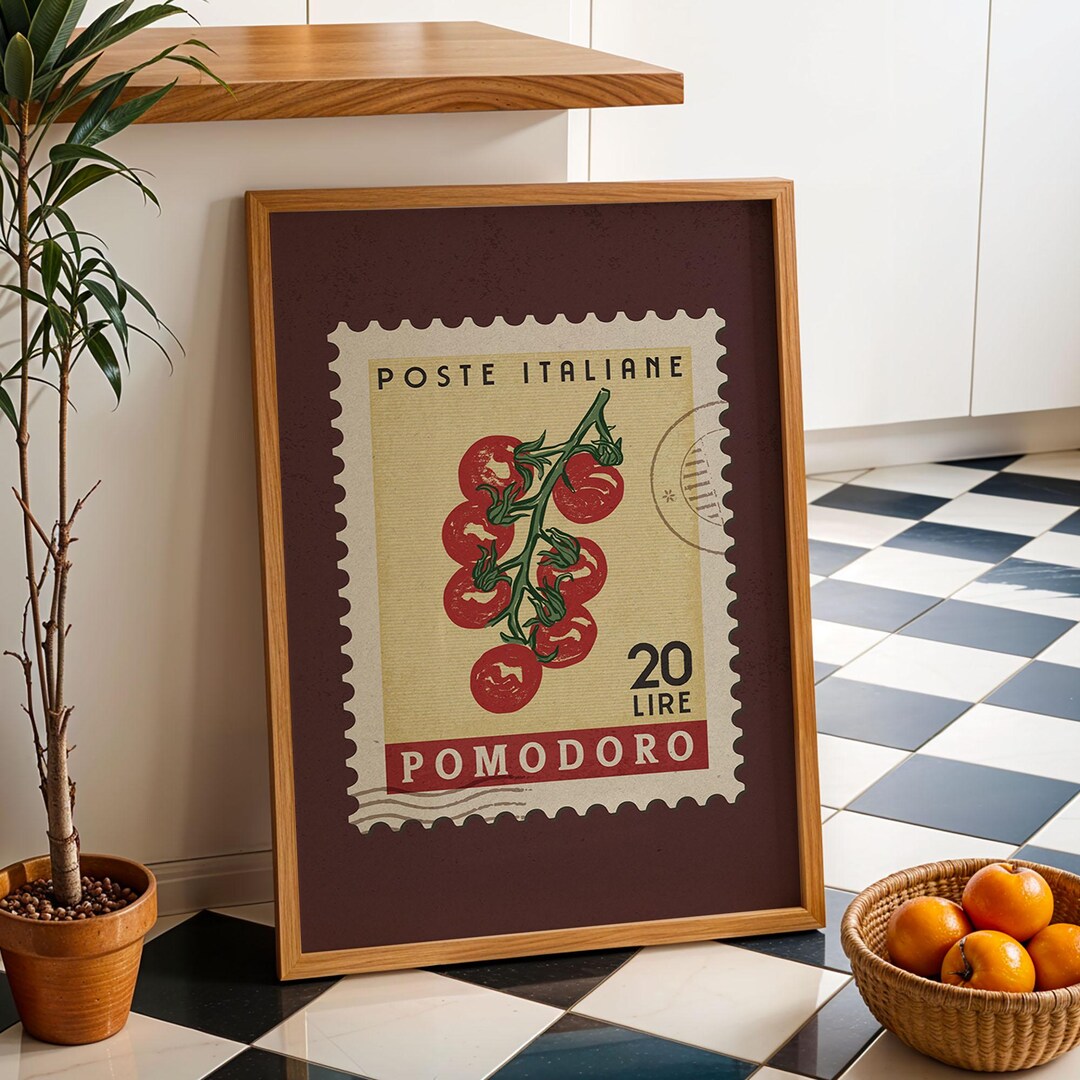 Retro Tomato Poster, Italian Kitchen Art | Retro Kitchen Print ...