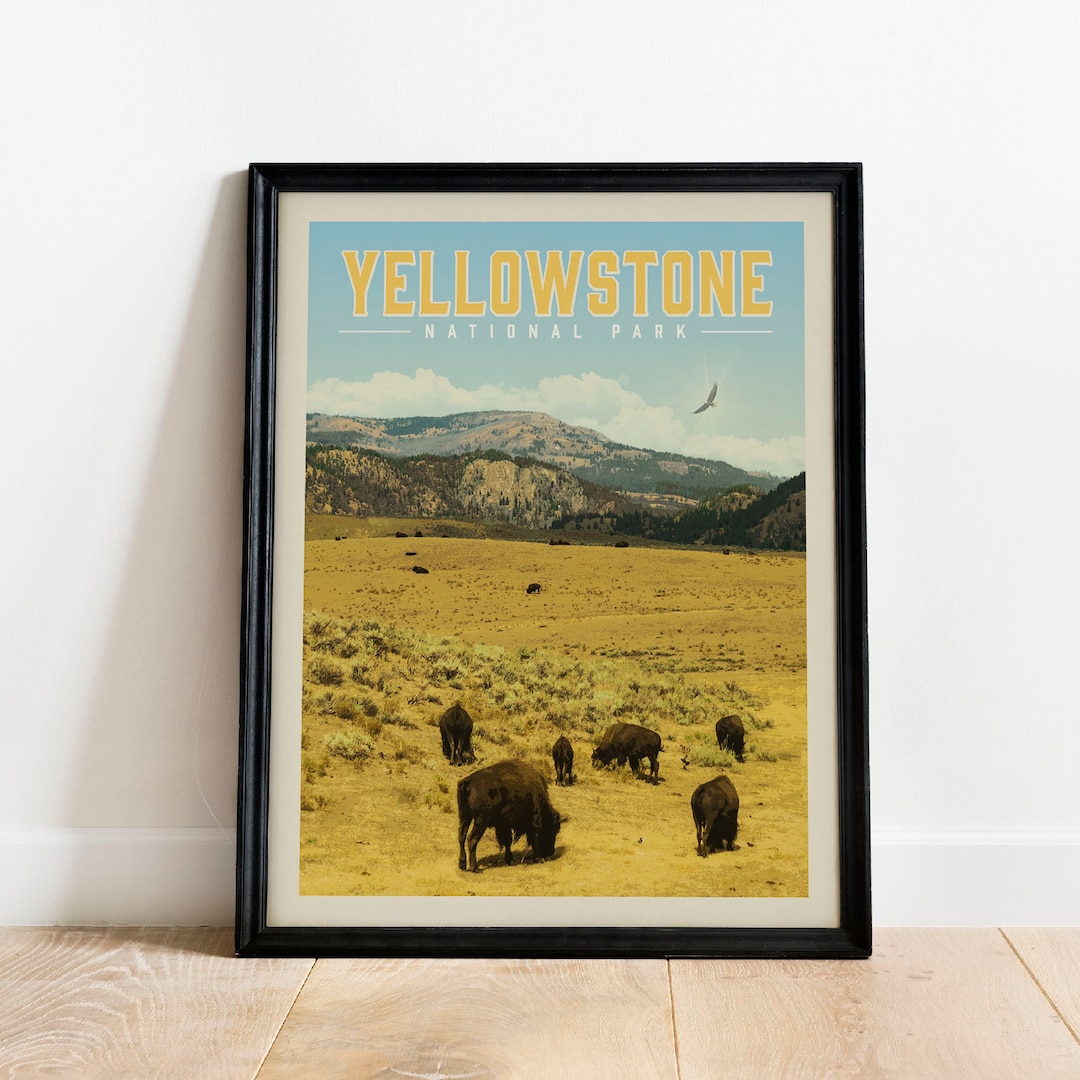 Yellowstone Wall Art, Yellowstone Poster, National Park Print | Vintage ...