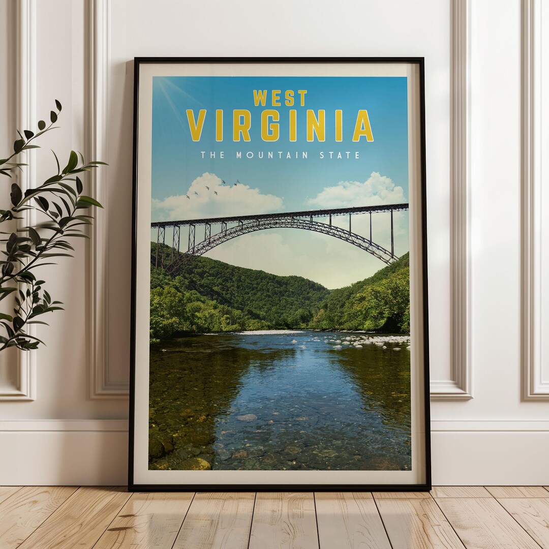 West Virginia Vintage Travel Poster, West Virginia Retro Wall Art, West ...
