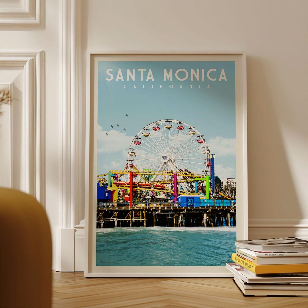 Santa Monica Poster, Santa Monica Wall Art Print | California Travel ...