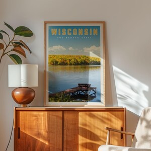 Wisconsin Travel Poster, Wisconsin Art Print, Wisconsin Gift, Wisconsin ...