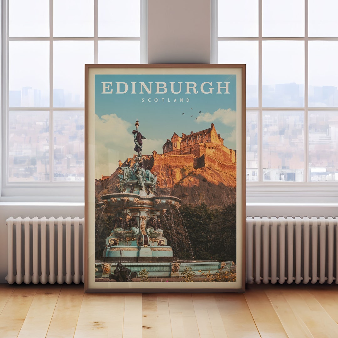 Edinburgh Scotland Travel Poster, Edinburgh Sunset City Print ...