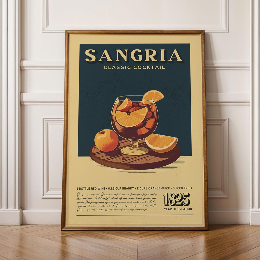 Sangria Cocktail Print, Sangria Cocktail Poster | Bar Cart Prints ...