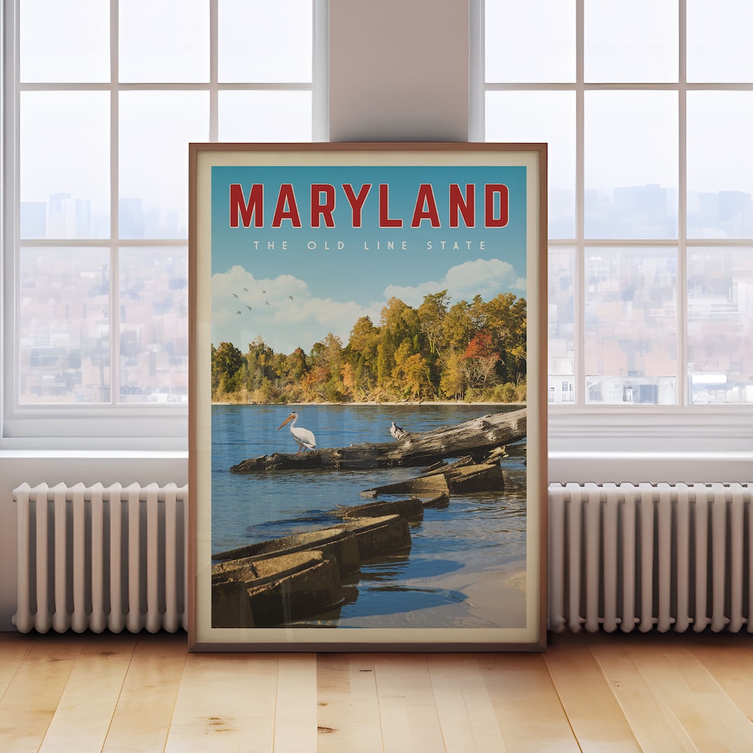 Maryland Art Print, Maryland Poster, Vintage Maryland Wall Art Home ...