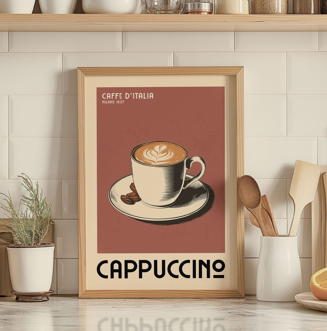 Cappuccino Coffee Poster, Coffee Bar Art Print, Modern Kitchen Wall Art ...