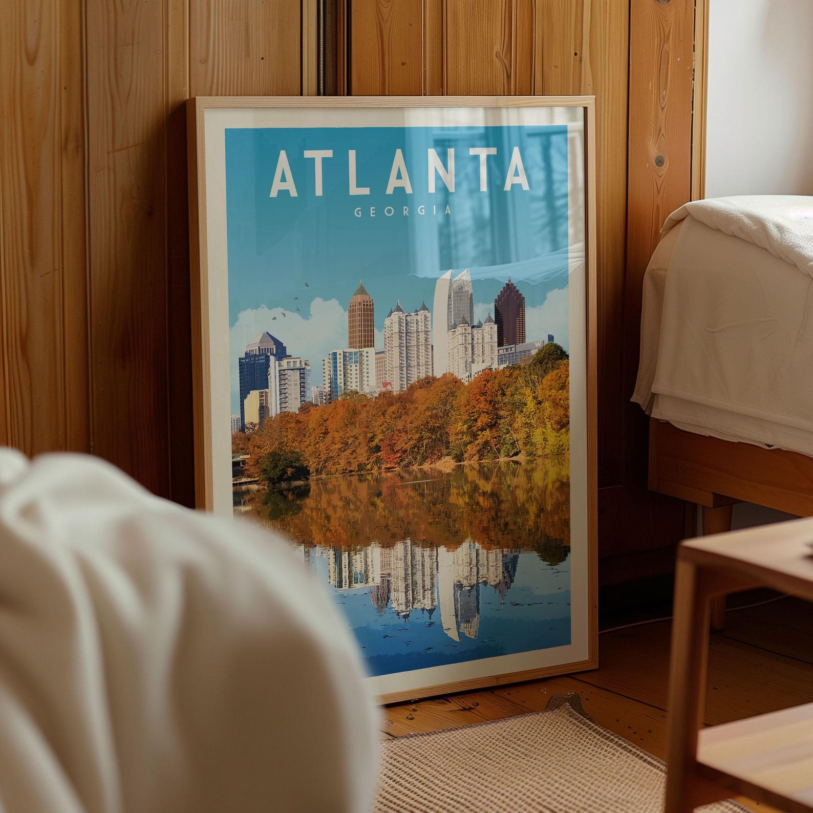 Atlanta Skyline Poster Print, Vintage Atlanta Georgia Wall Art Home ...
