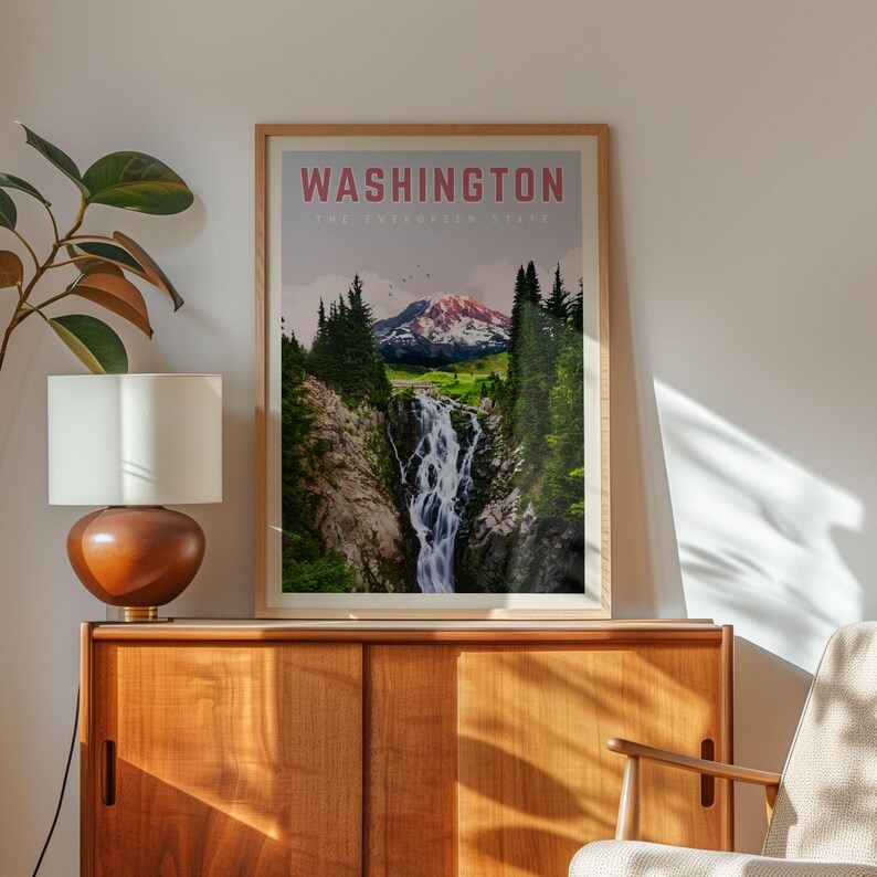 Washington State Wall Art, Washington State Travel Poster, Washington ...