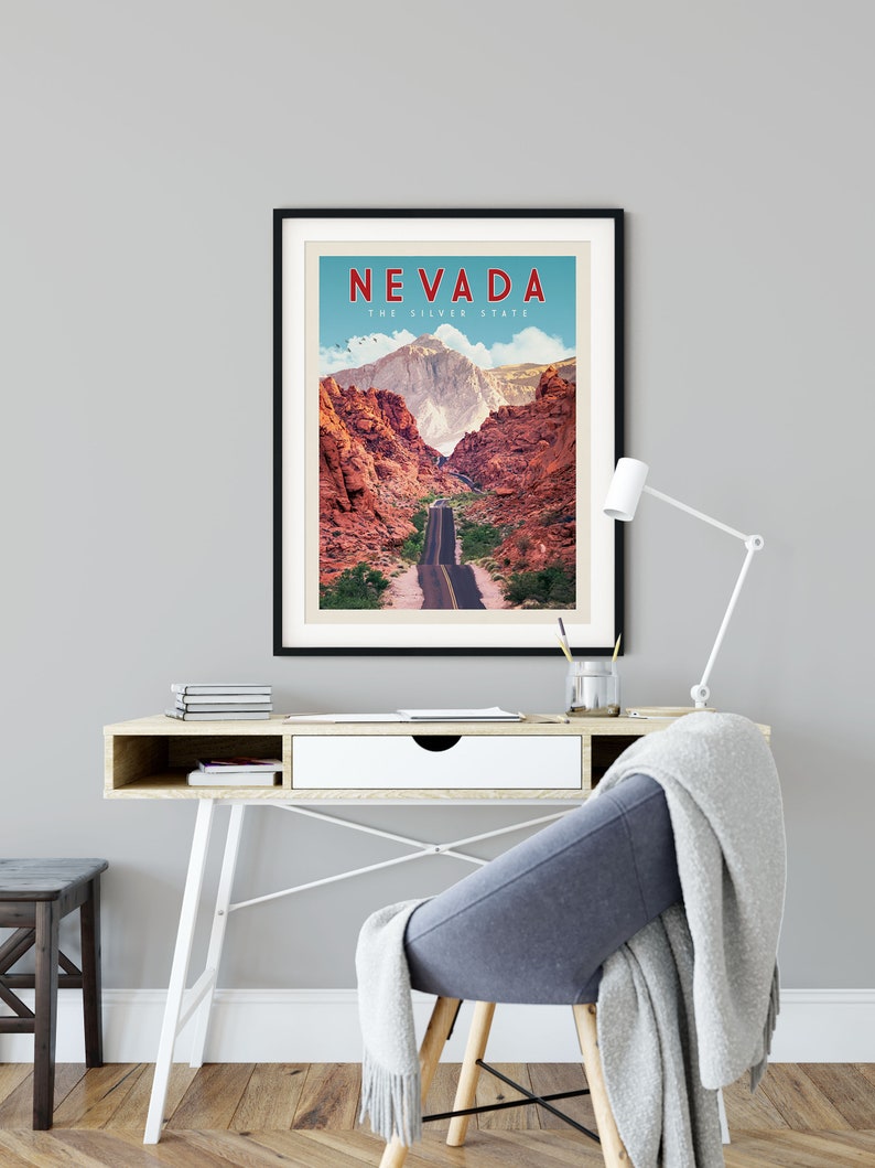 Nevada Art Nevada Retro Travel Poster Vintage Southwest - Etsy