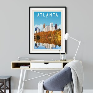 Atlanta Skyline Poster Print Vintage Atlanta Georgia Wall Art - Etsy