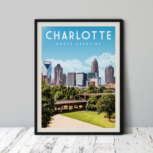 Charlotte North Carolina Skyline Poster Art Print NC Item - Etsy