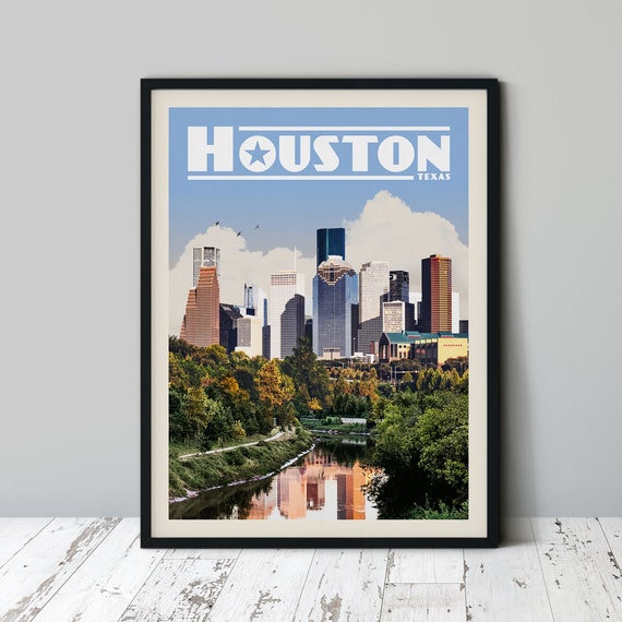 Houston Wall Art Houston Skyline Texas Poster Texas Wall - Etsy