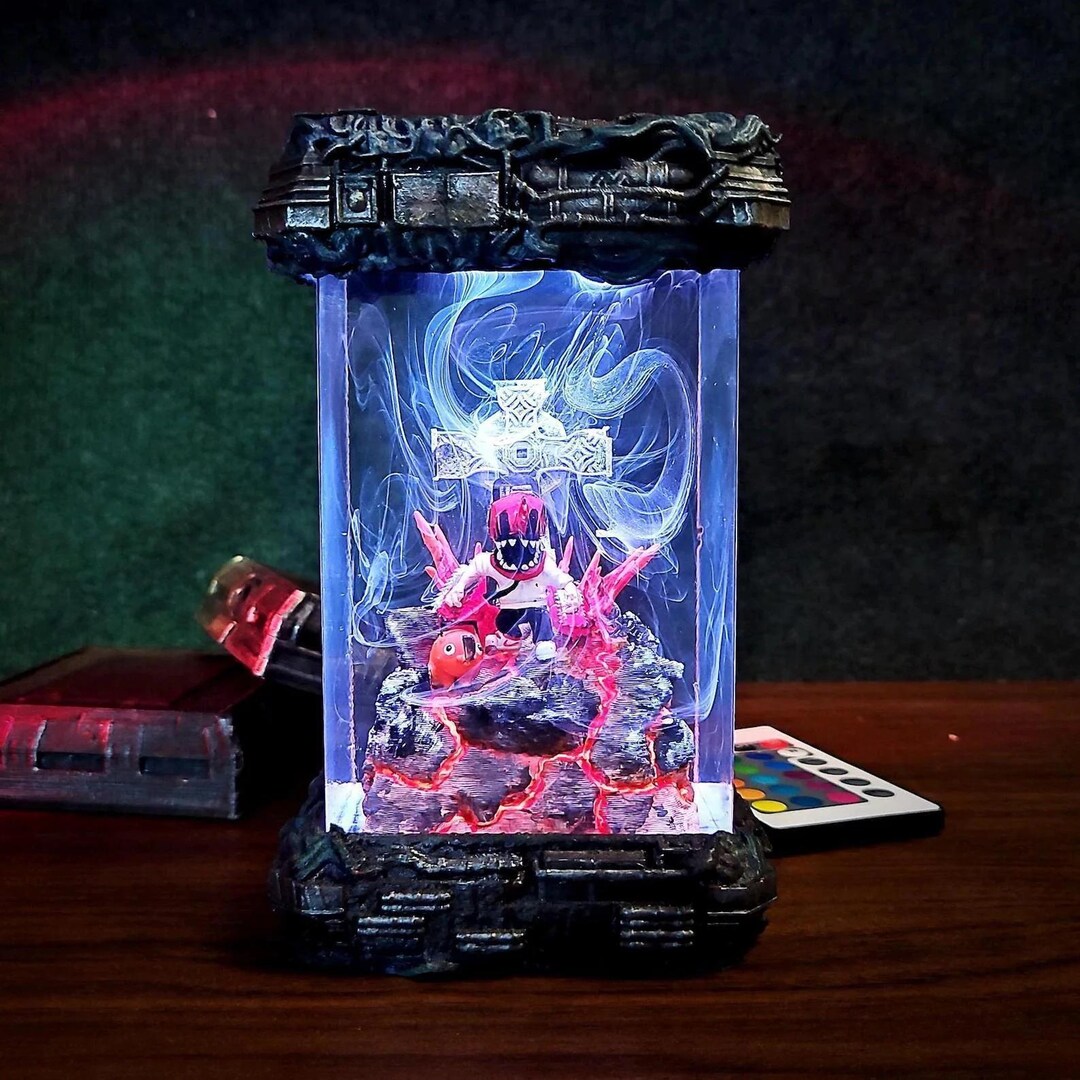 Chainsaw Man Lamp Resin Lamp, Custom Table Desk Lamp, Battle Station ...