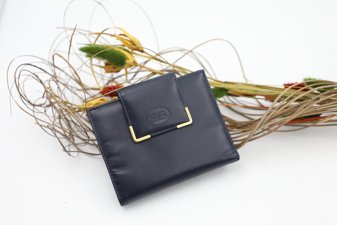 Vintage Navy Leather Wallet - Etsy