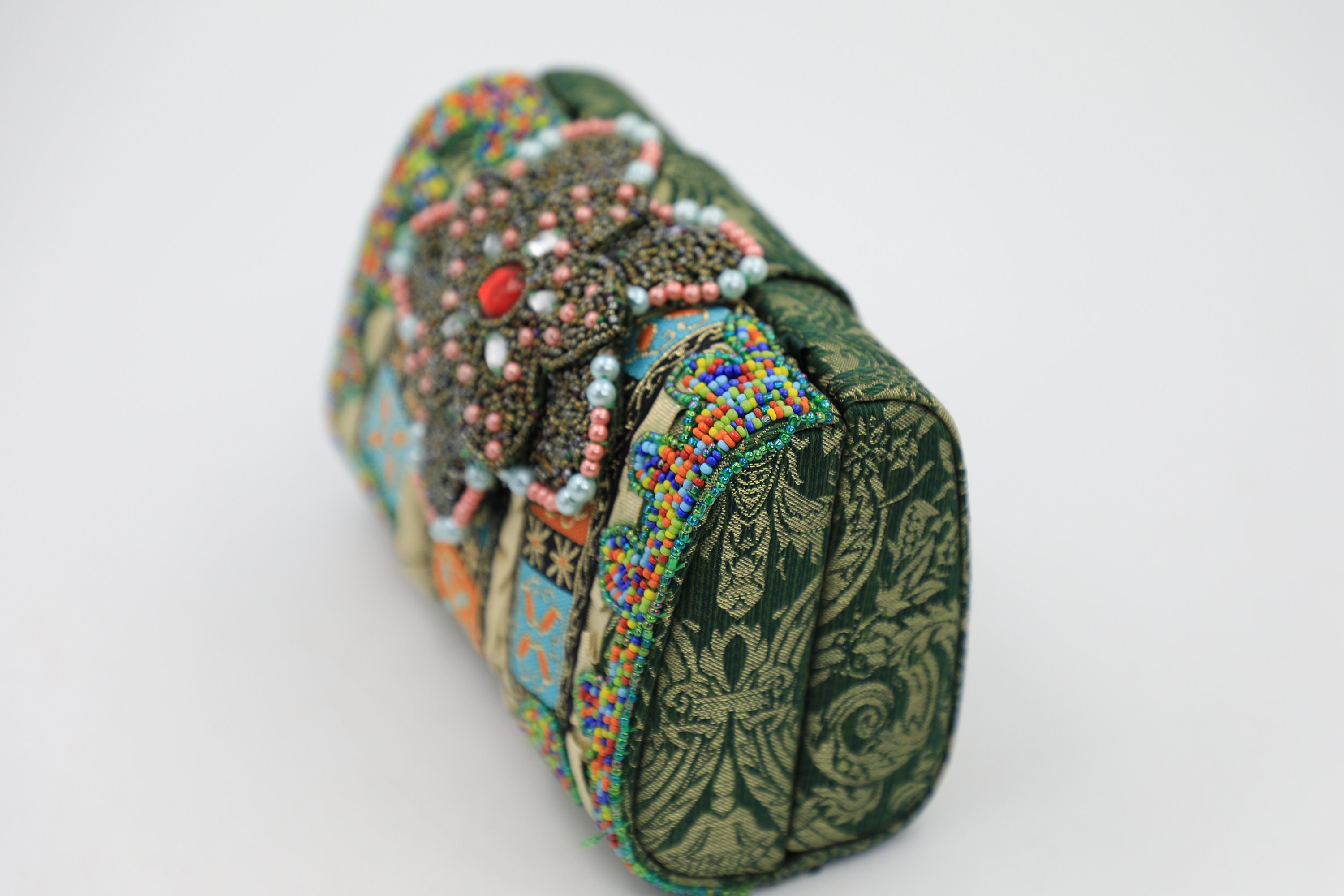 Maximalist Brocade Box Clutch - Beaded Handbag - Wedding Prom Formal ...