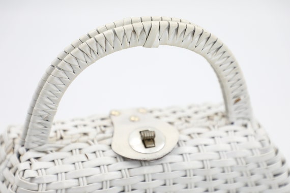 Simon White Rattan Basket Handbag - Gem