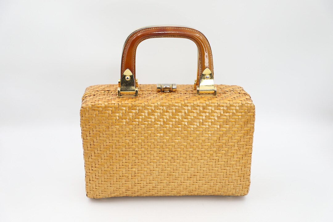 Sacha Wicker Basket Box Purse - 1960s Woven Straw Handbag - Vintage ...