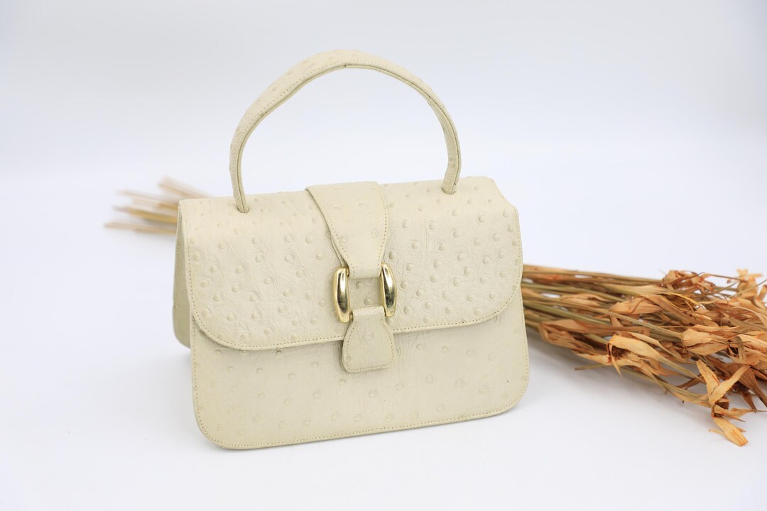 Pappagallo Faux Ostrich Satchel Handbag - Vintage Top Handle Bag ...
