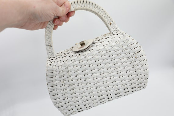 Simon White Rattan Basket Handbag - Gem
