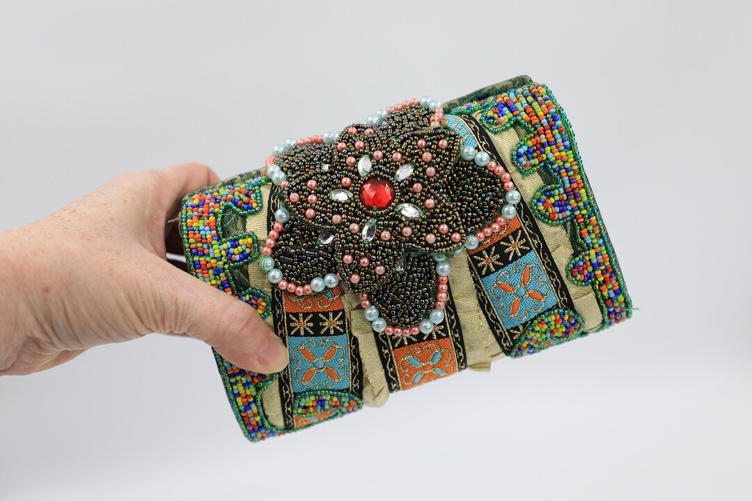 Maximalist Brocade Box Clutch - Beaded Handbag - Wedding Prom Formal ...