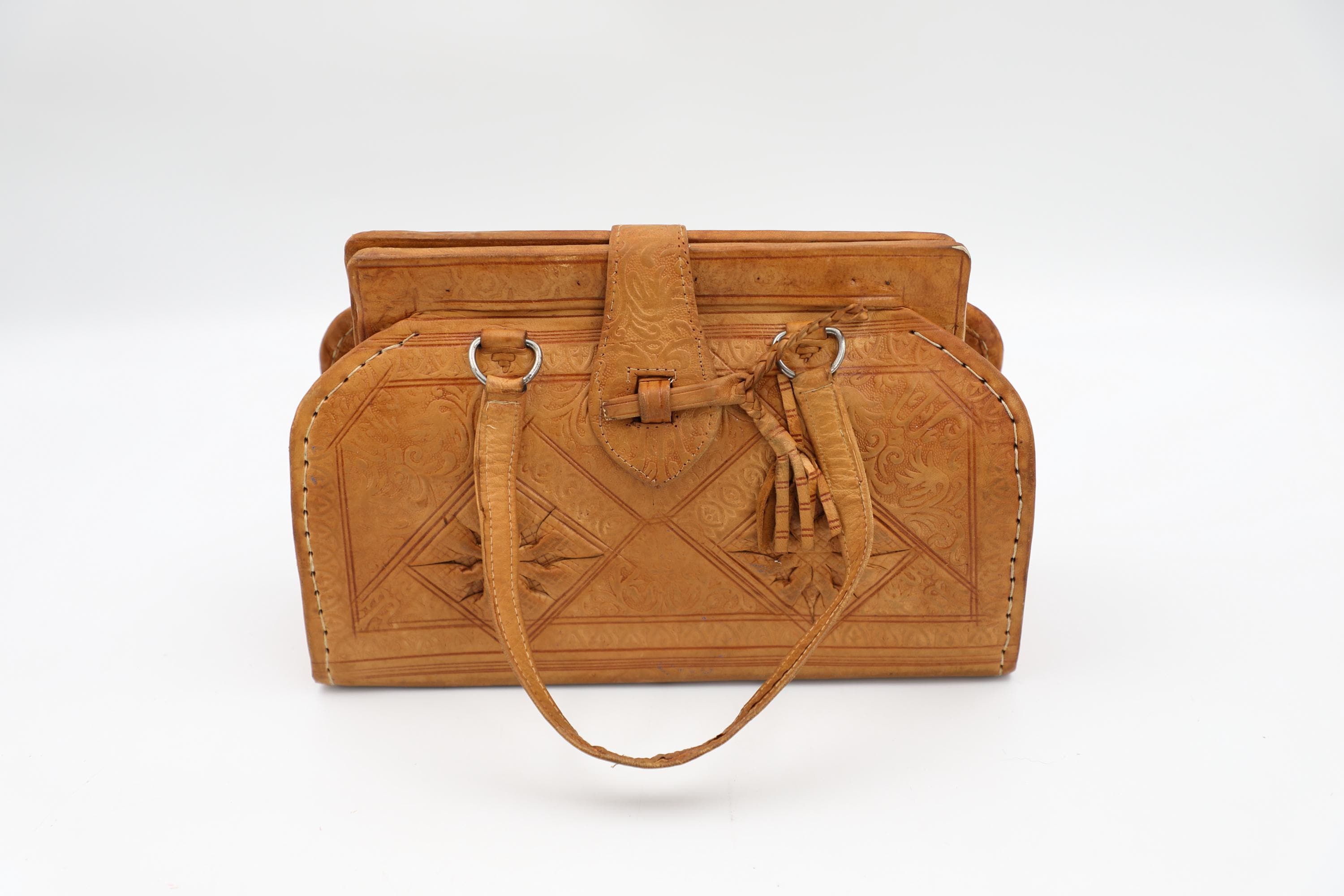 Vintage Moroccan Tooled Leather Purse - Western Hand-tooled Handbag - Etsy