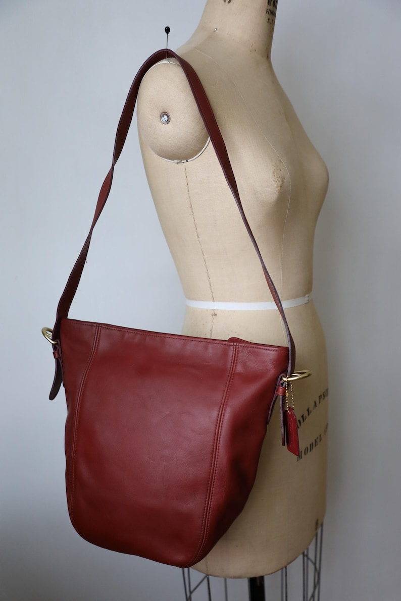 Coach Berry Monterey Hobo 4027 - Dark Red Leather Bucket Shoulder Bag ...