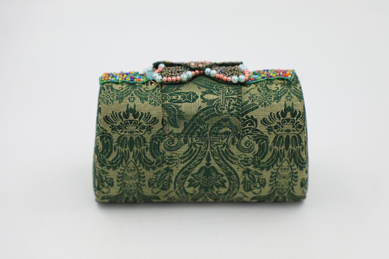 Maximalist Brocade Box Clutch - Beaded Handbag - Wedding Prom Formal ...