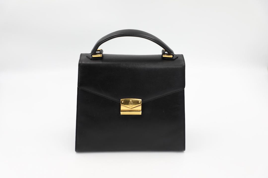 Mark Cross Vintage Satchel Handbag - Black Leather Handbag - 1980s 90s ...