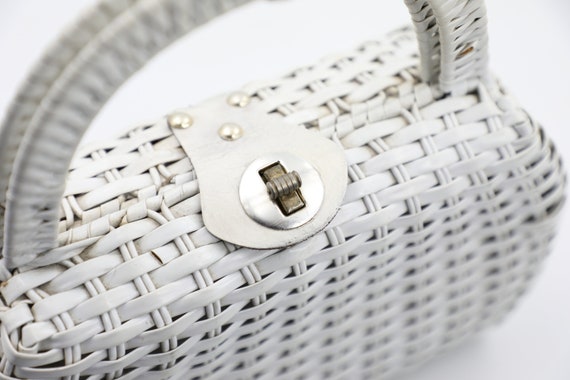 Simon White Rattan Basket Handbag - Gem