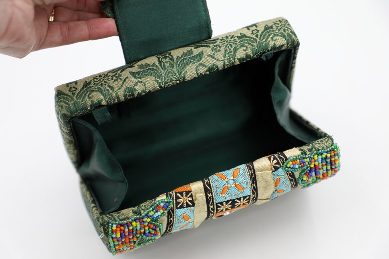 Maximalist Brocade Box Clutch - Beaded Handbag - Wedding Prom Formal ...