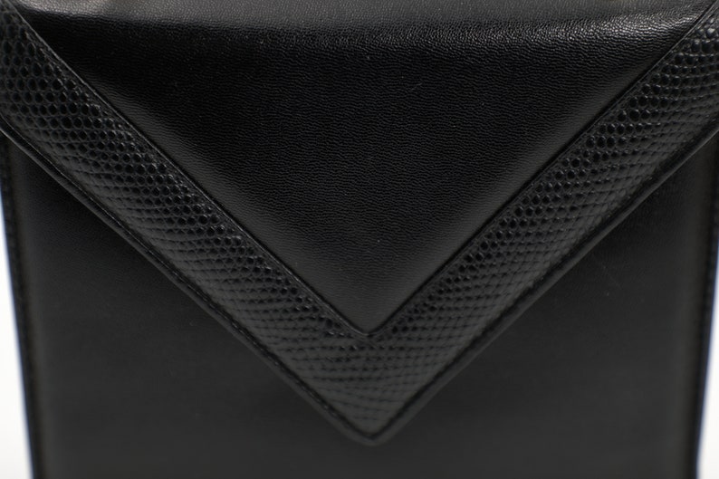 Jay Herbert Handbag W/ Chain Strap - Vintage Black Leather Evening Bag ...