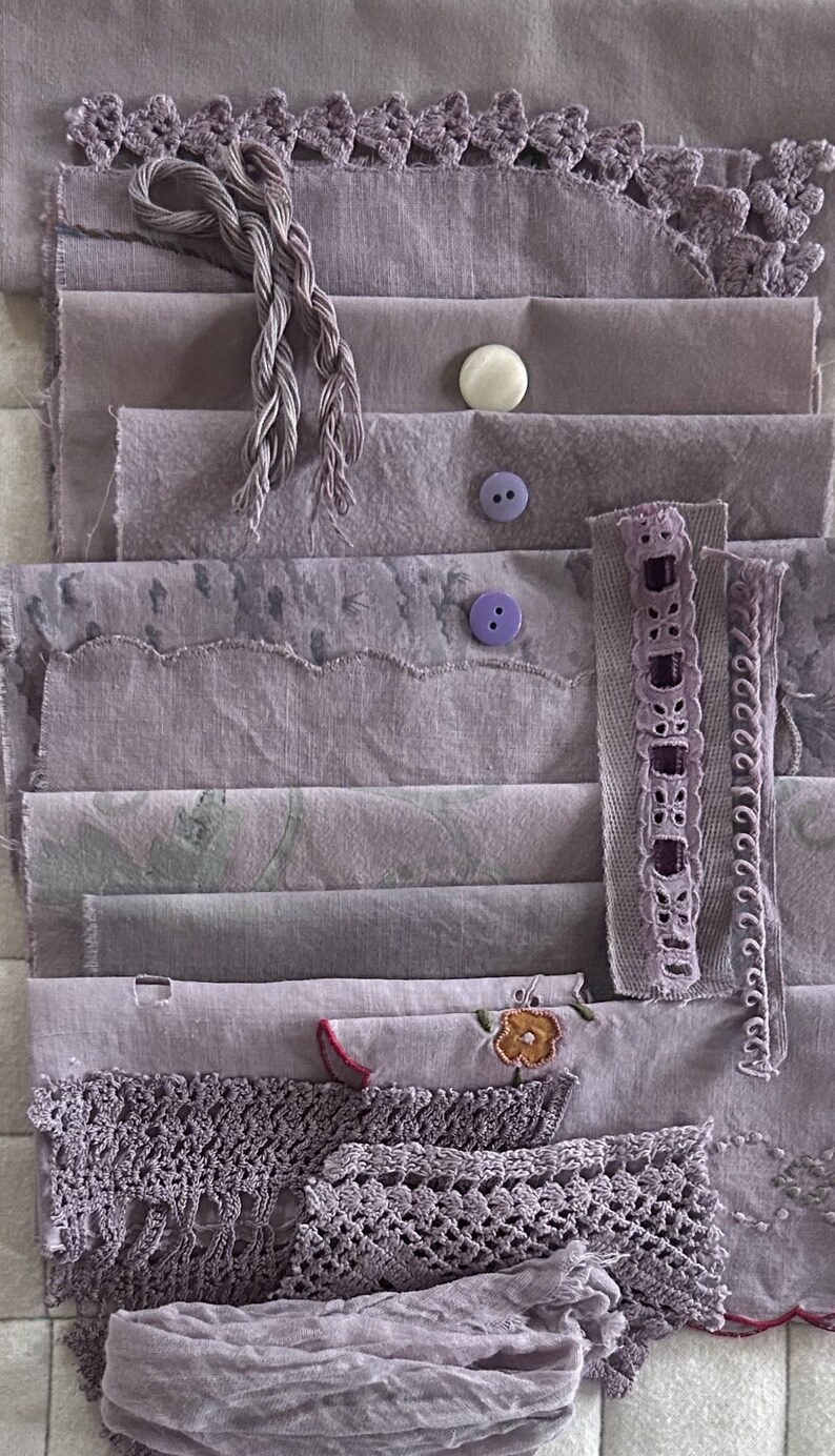 BLACK SCABIOSA #3 Dyed Bundle With Repurposed Cottons, Linen, Trims ...