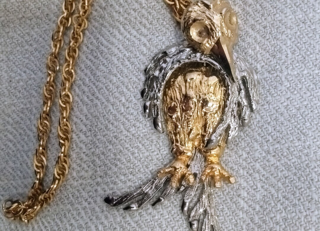 Big Articulated Lg Crow Bird Mod Pendant Necklace Vintage 60s 70s ...