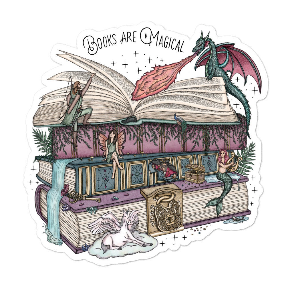 Books Are Magical | Fantasy / Mythical Creatures | Bubble-free Stickers ...