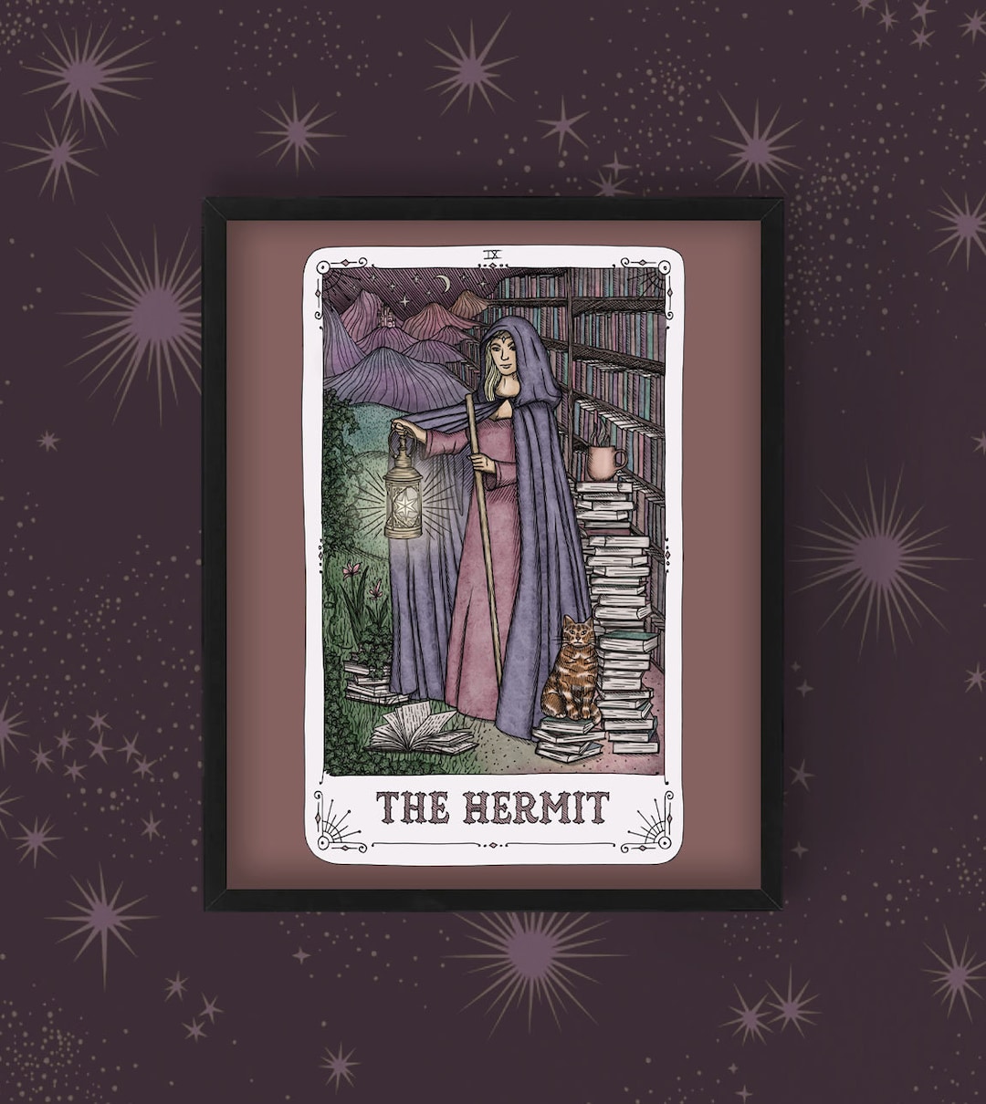 The Hermit // Book Reader Tarot Card // Bookish Art // Fantasy Books Premium Matte Print - Etsy