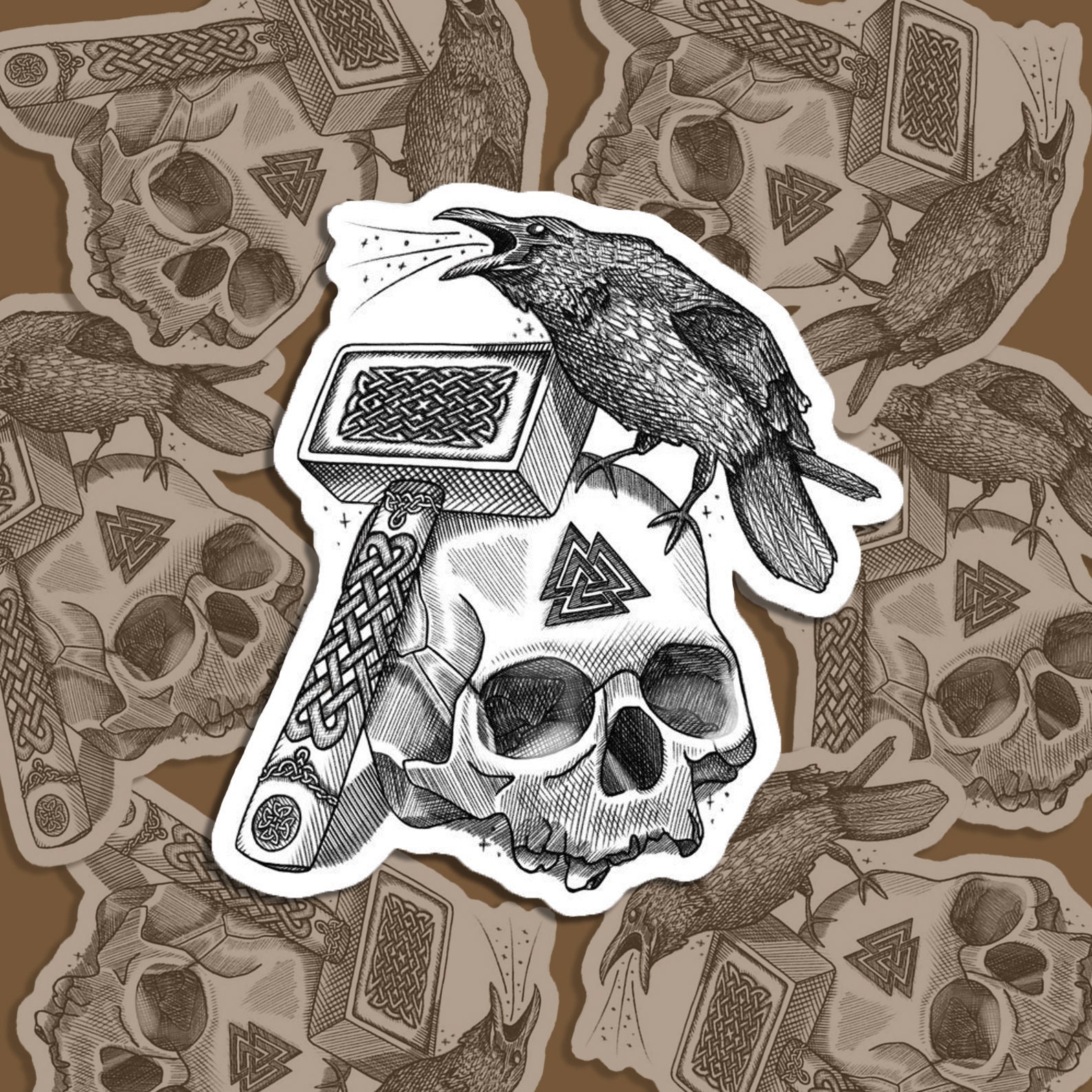 To Valhalla Viking Hammer / Valknut & Skull / Odin's | Etsy