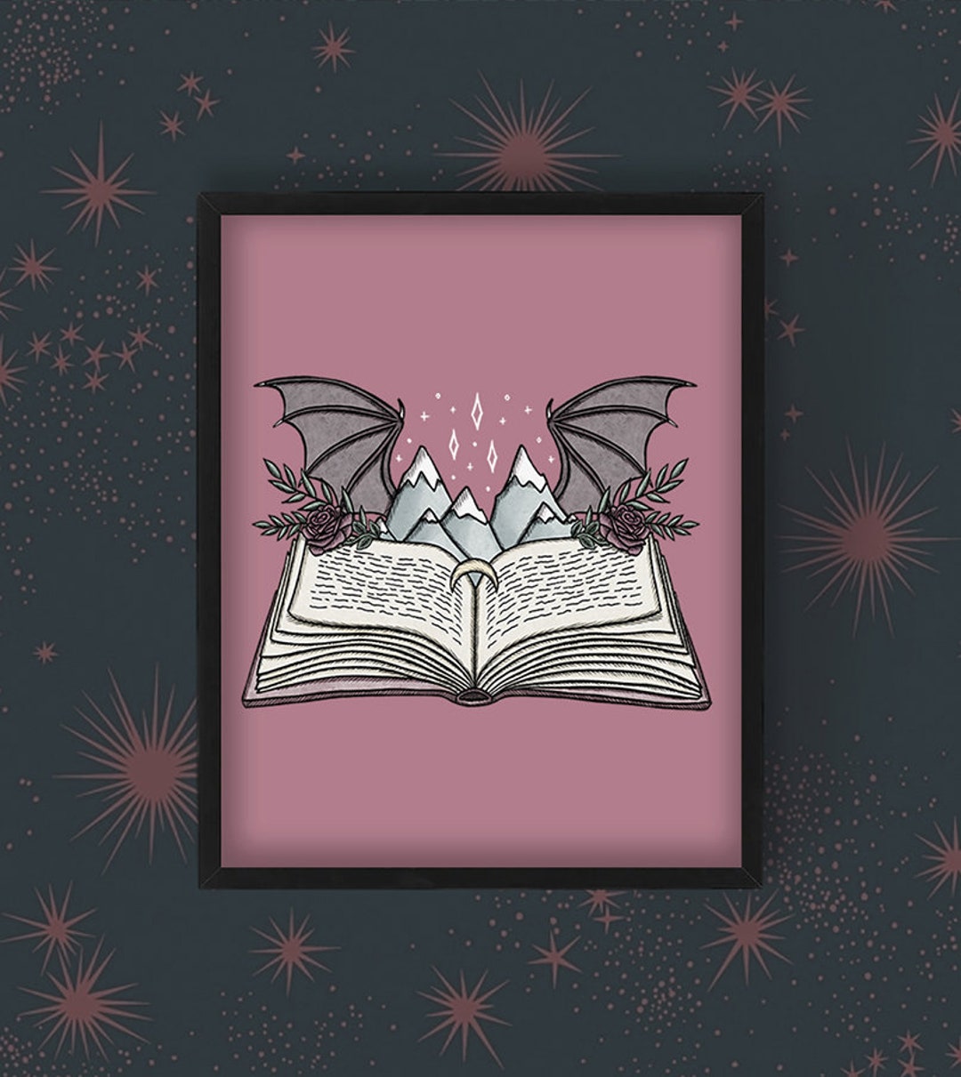 To the Stars | Fantasy Book / Mountains Stars Roses Moon / Fae Wings ...