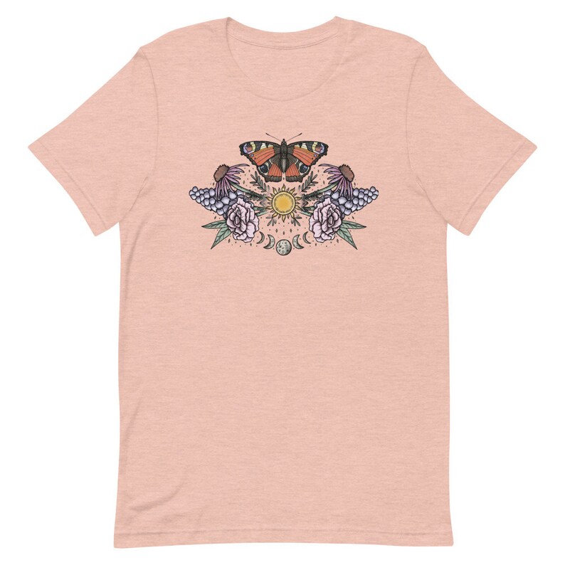 Celestial Butterfly | Sun / Moon Phases / Flowers | Short-sleeve Unisex ...