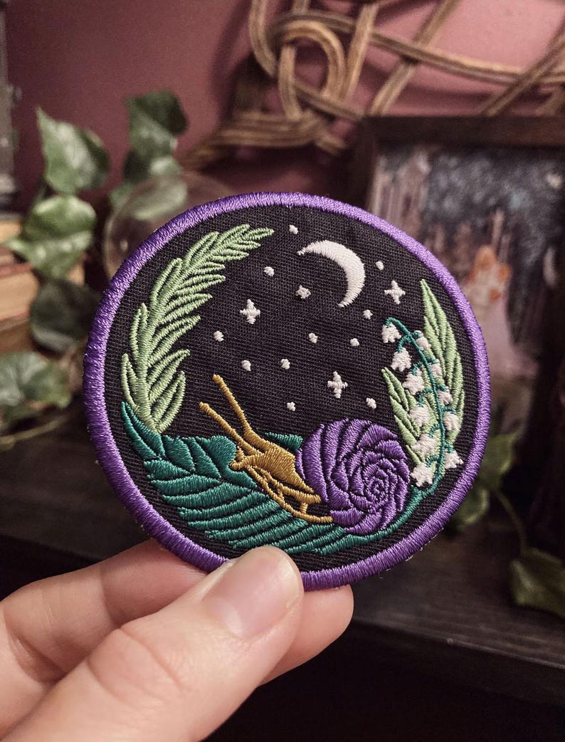 Moonlight Glide // Snail Nature Patch | Embroidered Twill Patch - Etsy