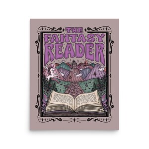 The Fantasy Reader // Retro Bookish Print // Fantasy Book Lovers ...
