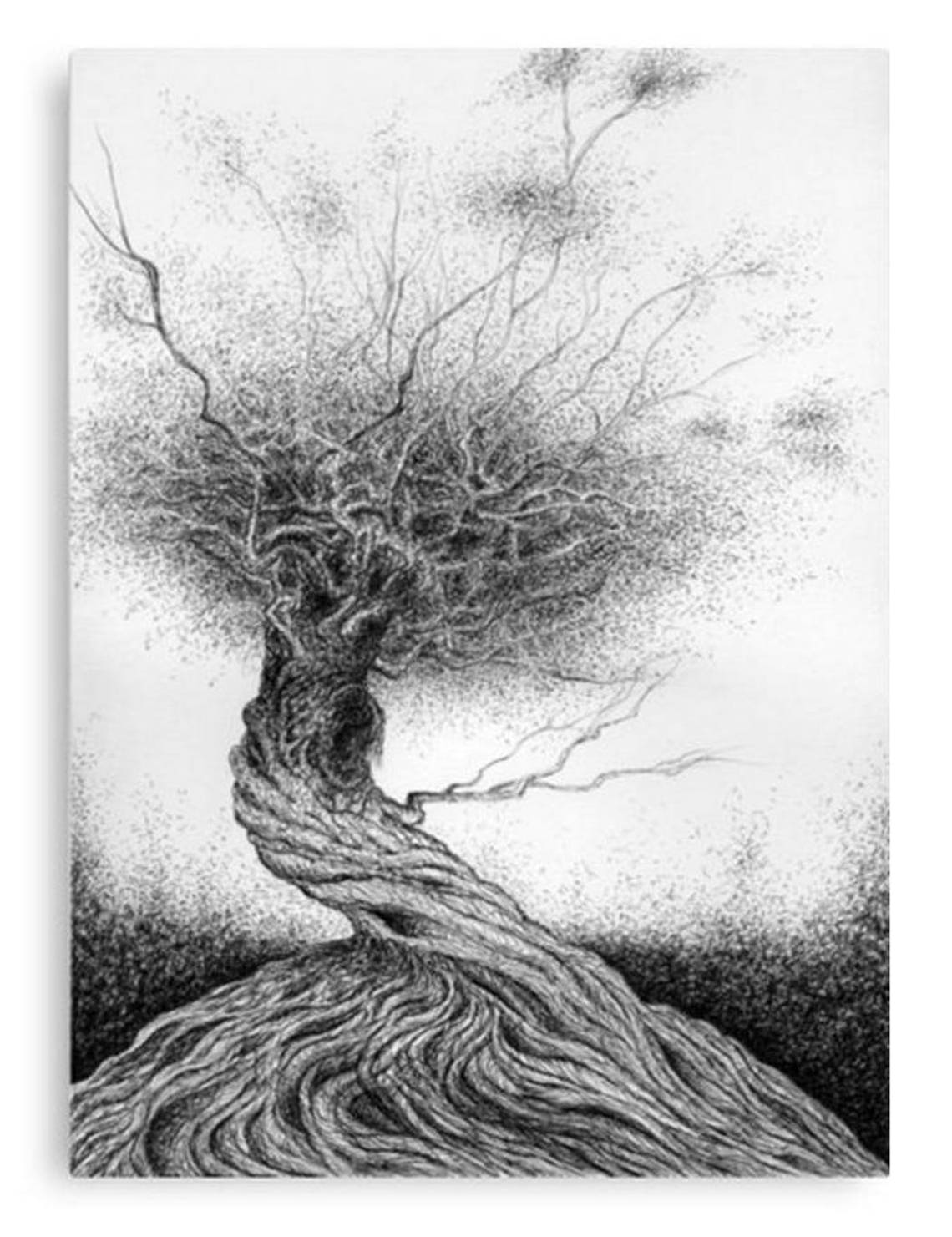 Ink Drawing Realistic Treeillustration Landscape Mystic Tree | Etsy